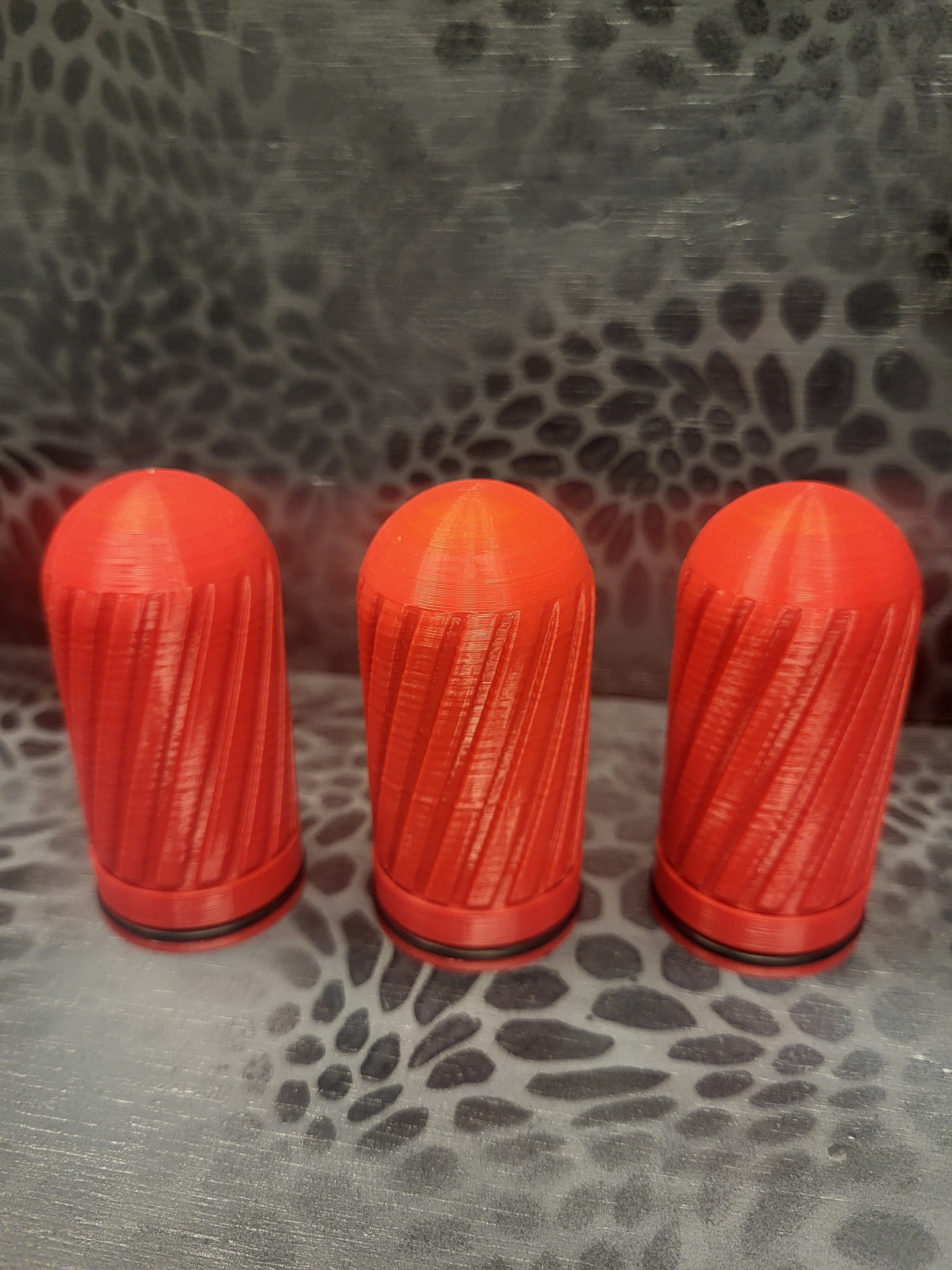 37mm spiraled projectile with threaded bottom cap and pusher cup for a ...